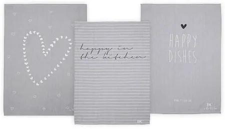 Kuchyňská utěrka Bastion Collections světle šedá/bílá 50x70 cm, 3 druhy, cena za 1 ks