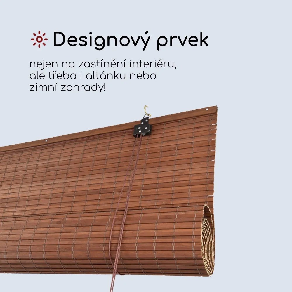 Vingo Rozbalená zatemňovací bambusová roleta hnědá Šířka rolety: 120 cm, Rozvin rolety: 200 cm