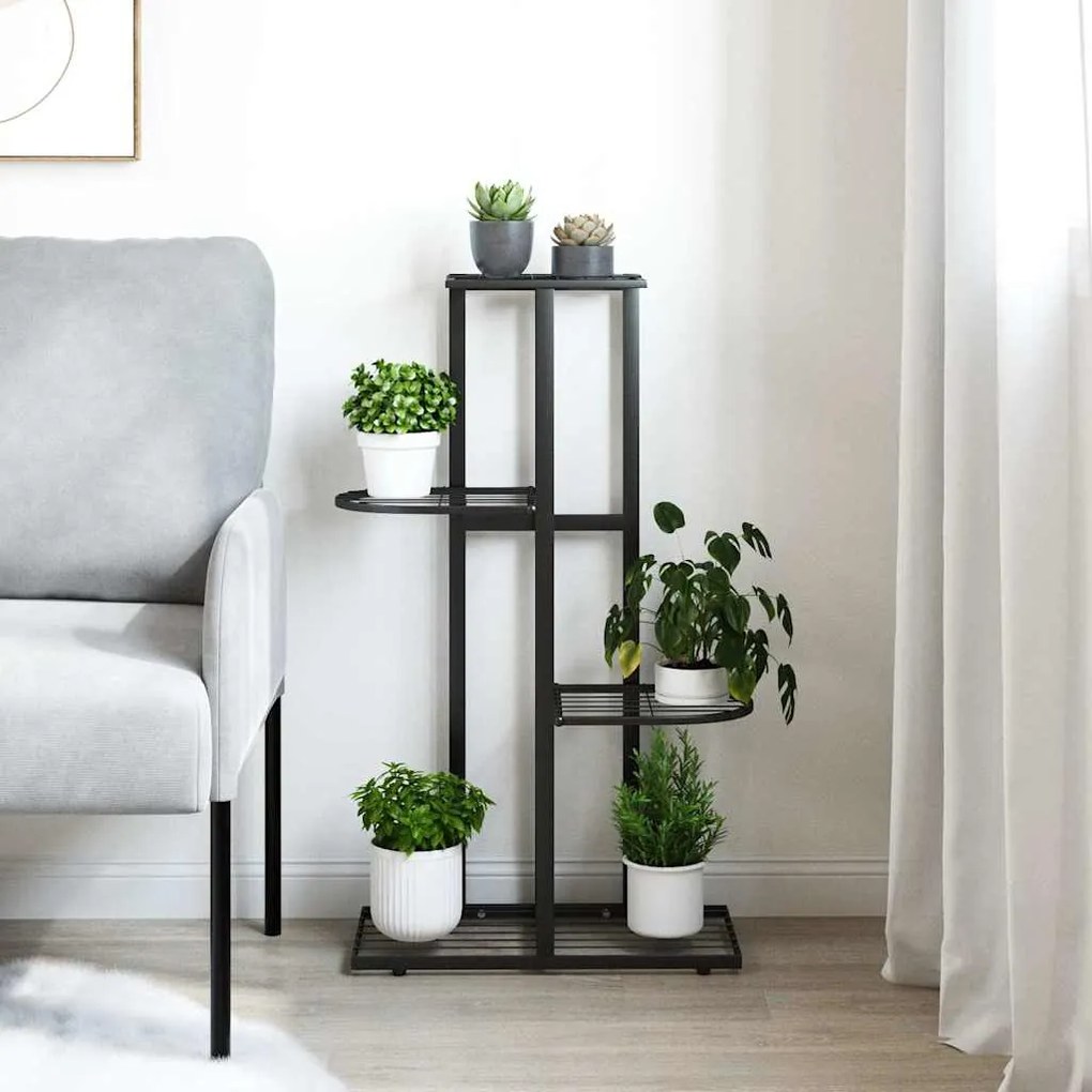 4patrový stojan na květiny 43 x 22 x 76 cm černý kov 336108