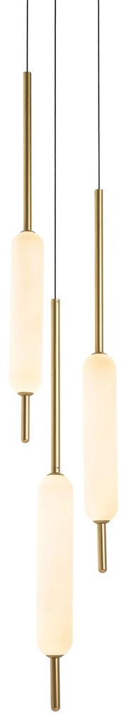 Il Fanale Typha, závěsné svítidlo z mosazi a skla, 3x13W LED 2700K, prům. 25cm