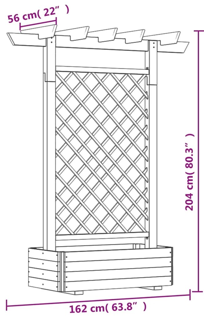 vidaXL Marketos Zahradní pergola s truhlíkem 162 x 56 x 204 cm dřevo