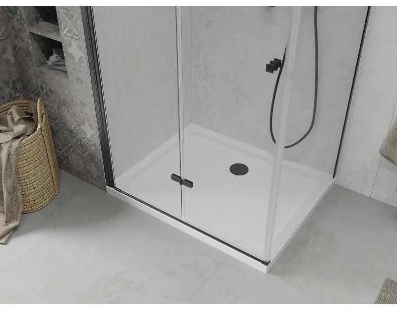 Mexen Lima skládací sprchový kout 120 x 90 cm, Průhledné, Černá + sprchová vanička Flat, Bílá - 856-120-090-70-00-4010B