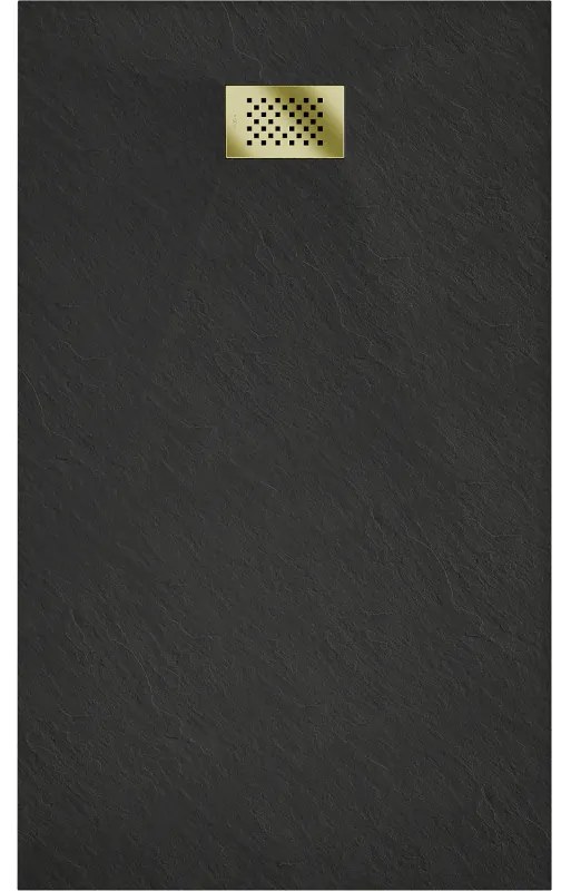Mexen Hugo, obdélníková sprchová vanička SMC 160 x 90 cm, černá, zlatá krytka, 42709016-G