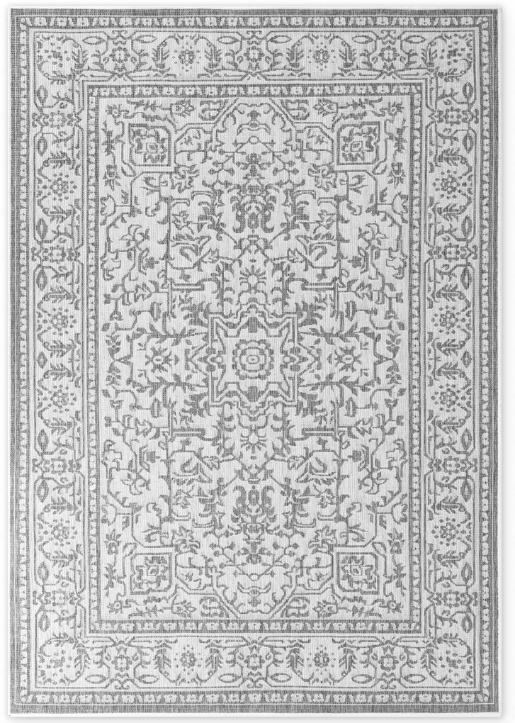 NORTHRUGS, Kusový koberec Duet Kona 106249 White/Gray - na ven i na doma, 160x230, šedá, chodba / předsíň