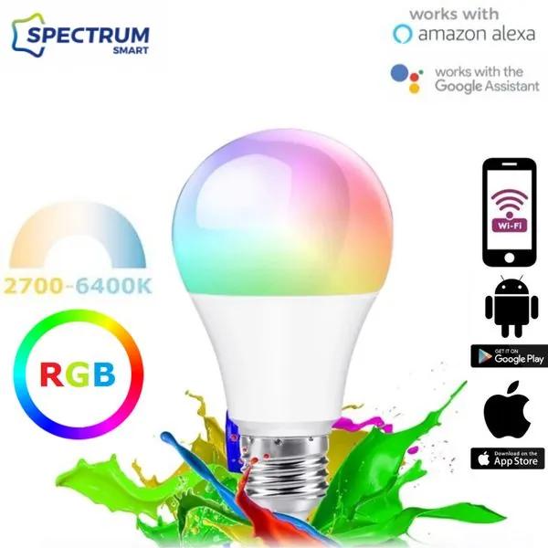 Chytrá LED žárovka E27 9W 850lm WIFI RGB + teplá, denní, studená, barevná hudba (SMART)