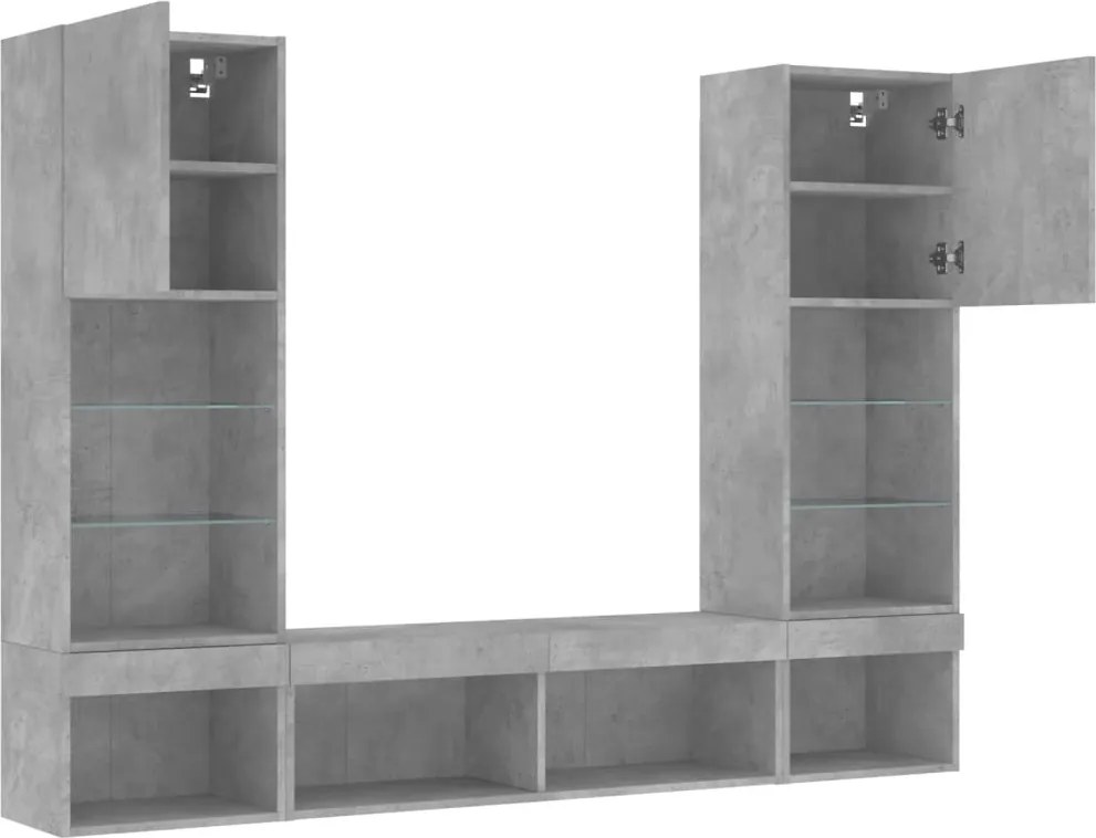 5dílná obývací stěna s LED betonově šedá kompozitní dřevo 3216693