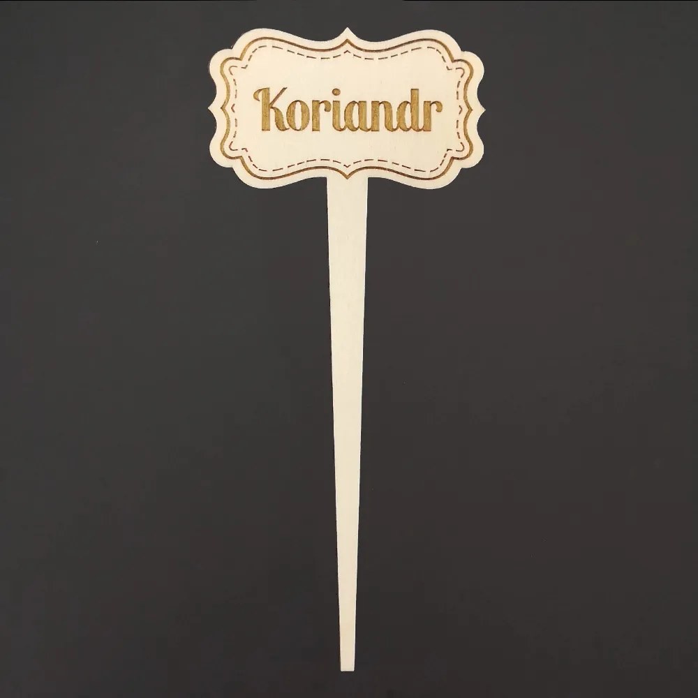 AMADEA Dřevěný zápich - cedulka na bylinky Koriandr, výška 20 cm, český výrobek