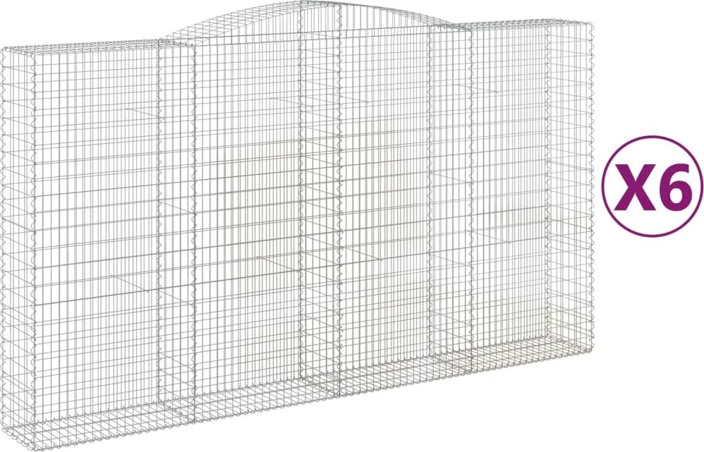 Klenuté gabionové koše 6 ks 400x50x220/240cm pozinkované železo 3147078
