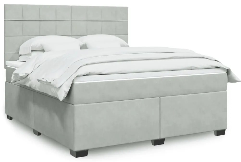 Box spring postel s matrací světle šedá 180x200 cm samet 3290978
