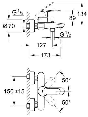 GROHE 33591002 - Vanová baterie EUROSTYLE COSMOPOLITAN lesklý chrom