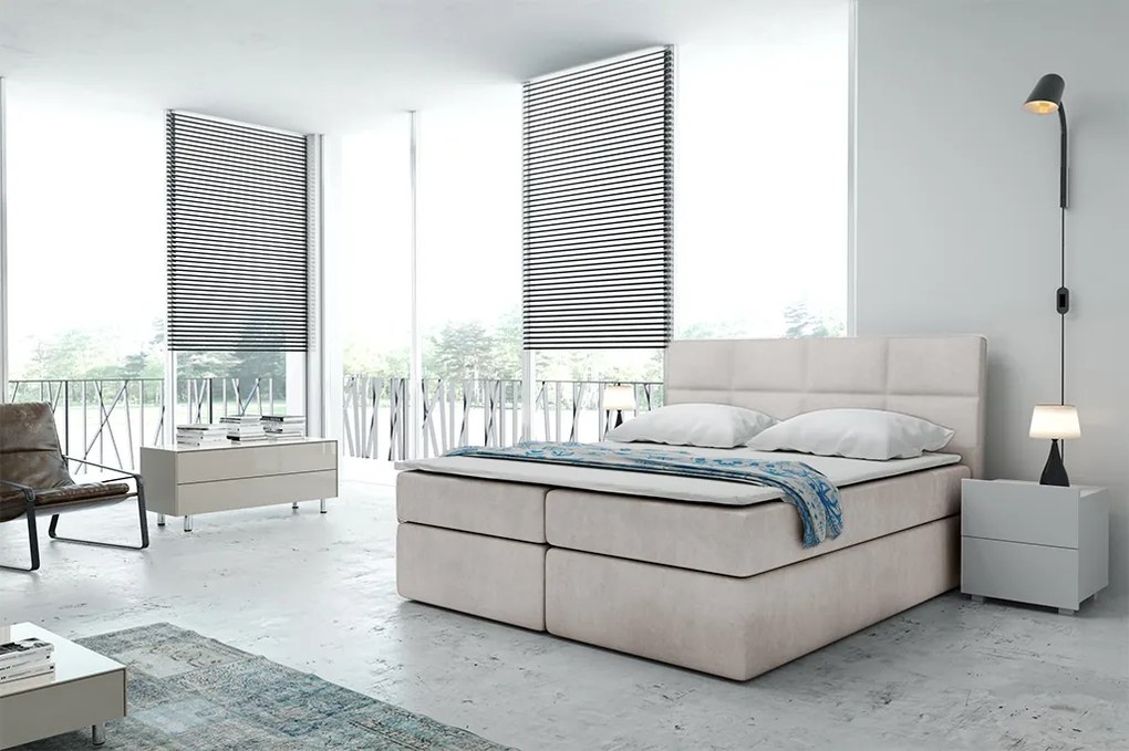 Eka Kontinentální čalouněná postel Smoth - Cassablanca (200x200 cm) Barva látky Trinity: Červená (Trinity 2309)