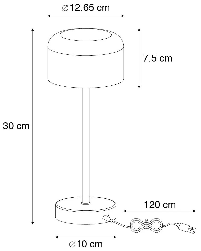 Moderní stolní lampa bílá dobíjecí - Poppie