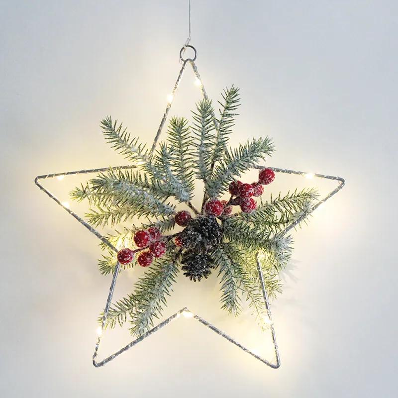 ACA Lighting LED vánoční hvězda do okna s větvičkou, teplá bílá, na baterie AA