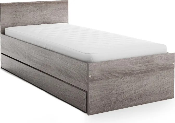 Postel ELISA 90 x 200 cm, dub lanýž Matrace: Matrace Deluxe 10 cm, Rošt: S laťkovým roštem