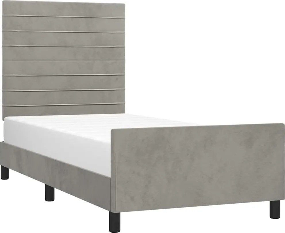Rám postele bez matrace světle šedá 80 x 200 cm samet 3125782