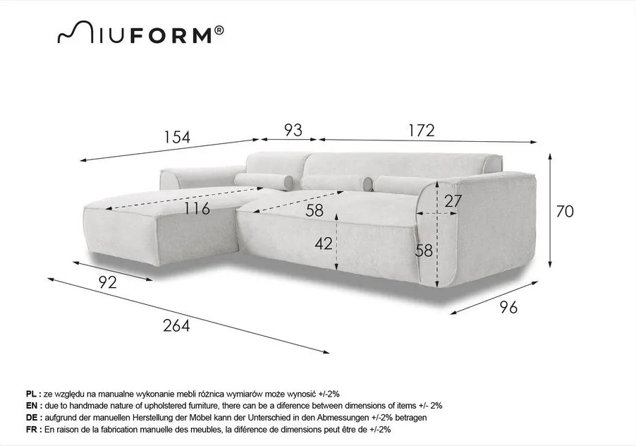 Béžová rohová pohovka (levý roh) Flex Felix – Miuform