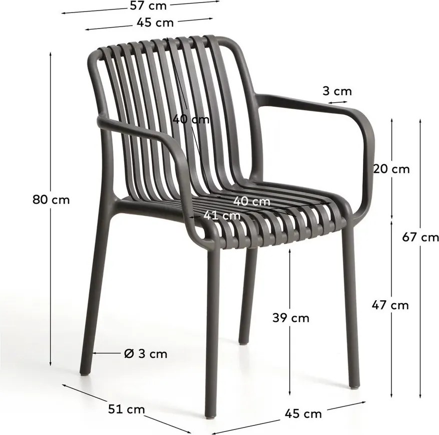 Tmavě šedá plastová zahradní židle Isabellini – Kave Home