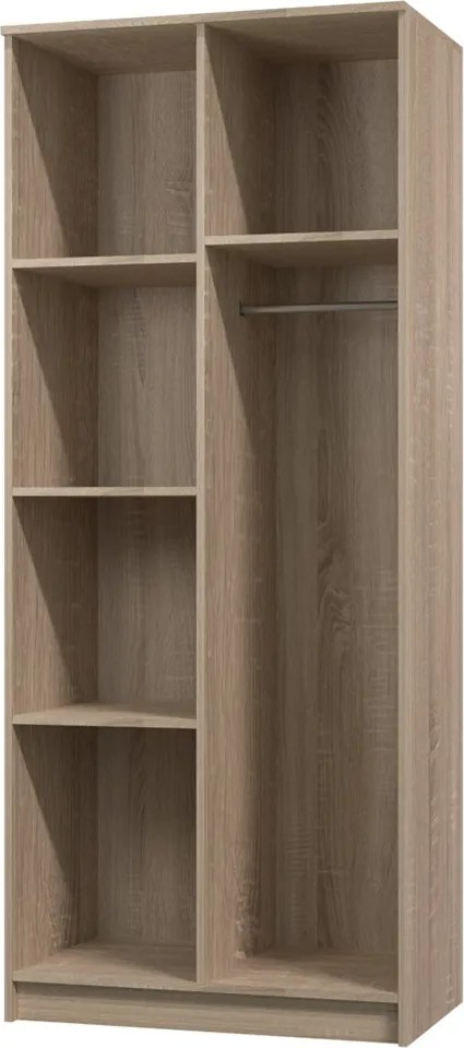IDZ Šatní skříň OMEGA III 2D 06, 80 cm Dub Sonoma/Bílá