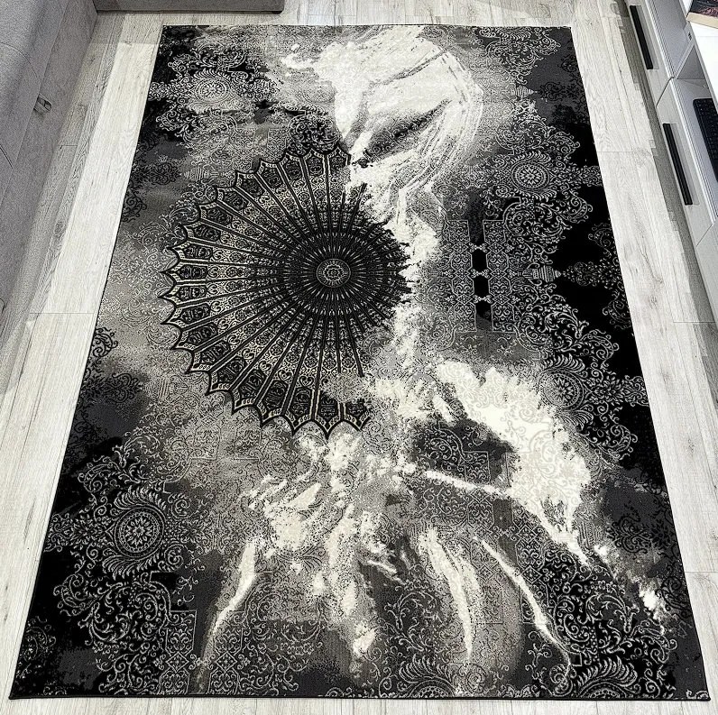 HU Černo-hnědý moderní koberec Glamour 27237-Siyach Rozměr: 60x110 cm