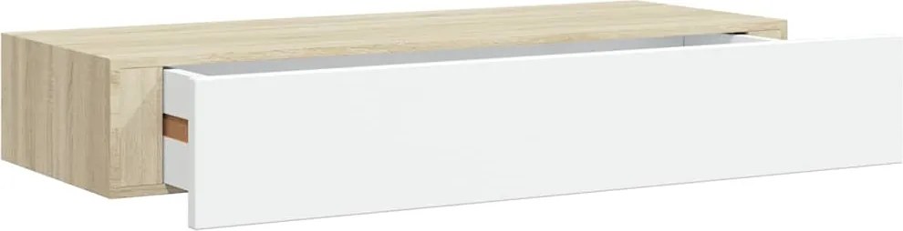 Nástěnné zásuvkové police 2 ks dubové a bílé 60 x 23,5 x 10 cm MDF 330264