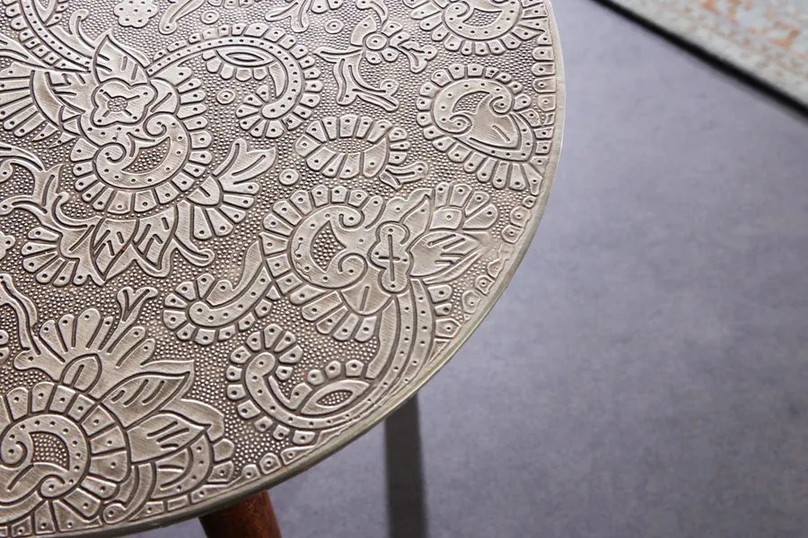 Designový odkládací stolek Hadelinde 50 cm antik stříbrný