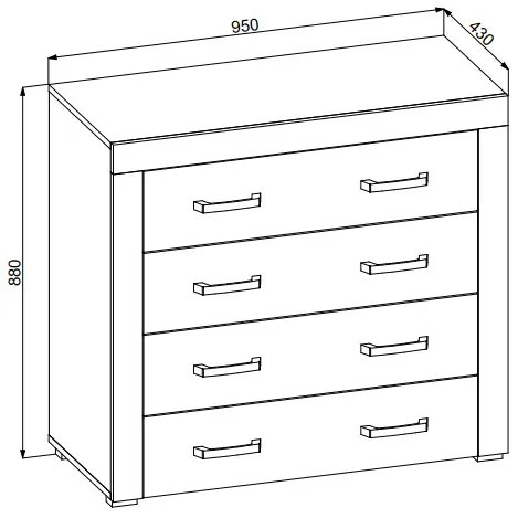 Casarredo Komoda 4S DENVER dub kraft zlatý/vanilka