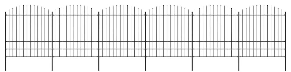 277753 vidaXL Zahradní plot s hroty ocel (1,75–2) x 10,2 m černý