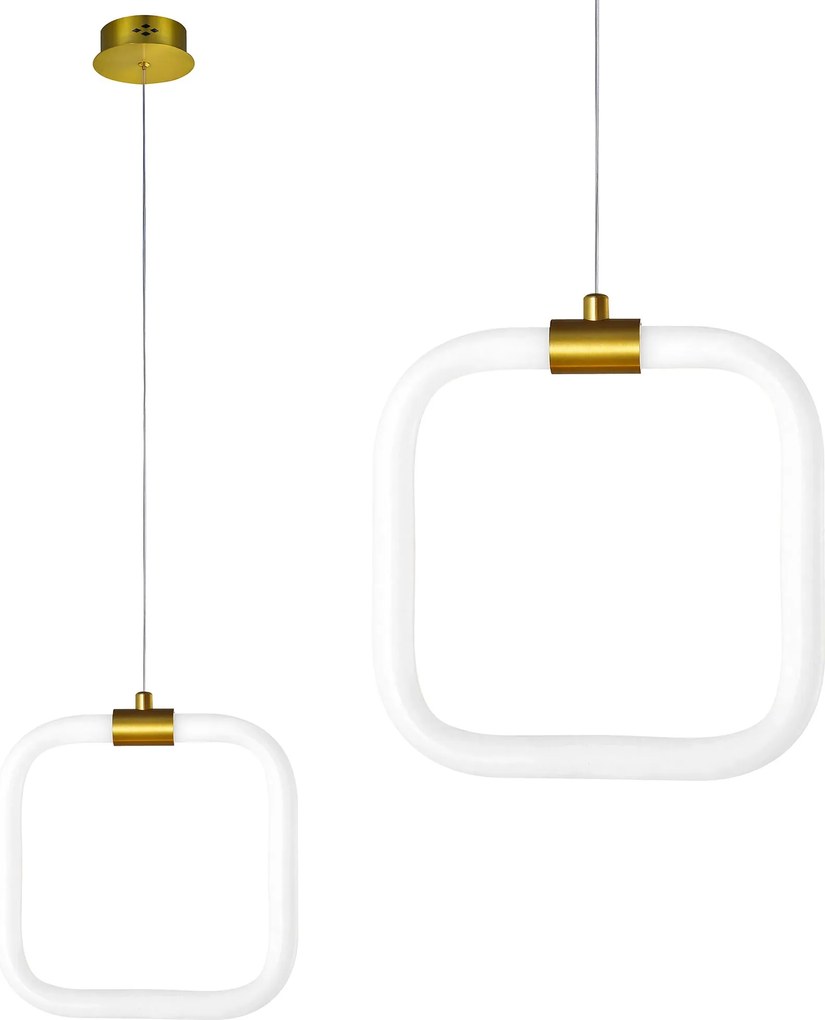 Toolight Toolight, závěsné LED svítidlo 20x20cm, 9W, 3000K, LHJ057-CP1, bílá-zlatá matná, OSW-60030