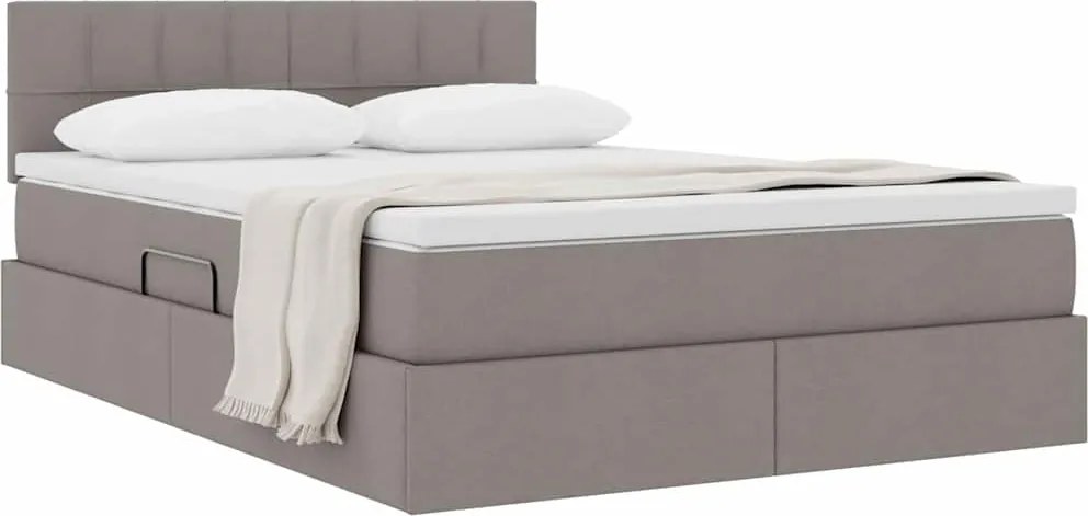 Postel s úložným prostorem a matrací Taupe 120 x 200 cm Samet 3370515