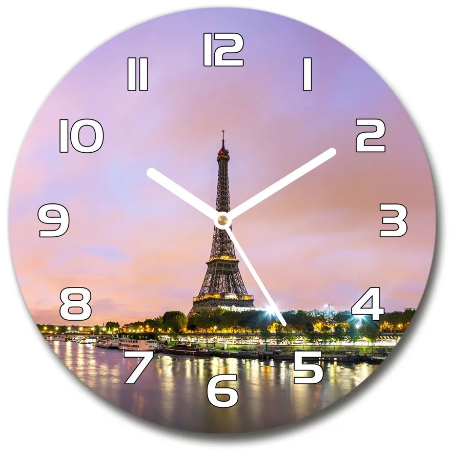 Wallmuralia Skleněné hodiny kulaté Eiffelova věž Paříž fi 30 cm