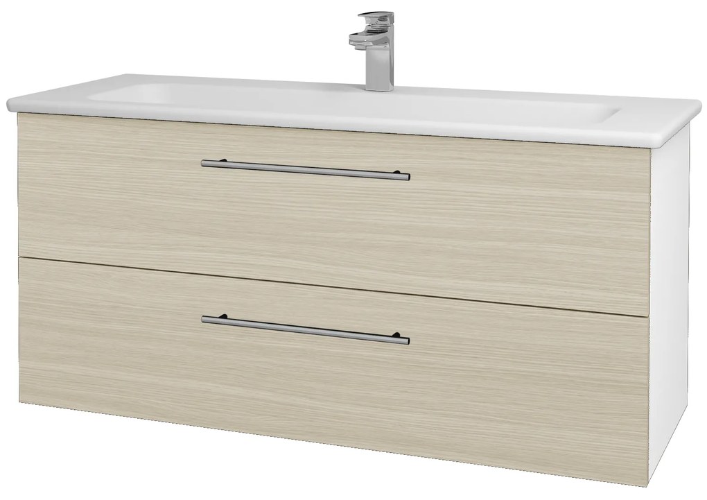 Dřevojas Koupelnová skříň GIO SZZ2 120 Varianta: N01 Bílá lesk / Úchytka T02 / D03 Cafe
