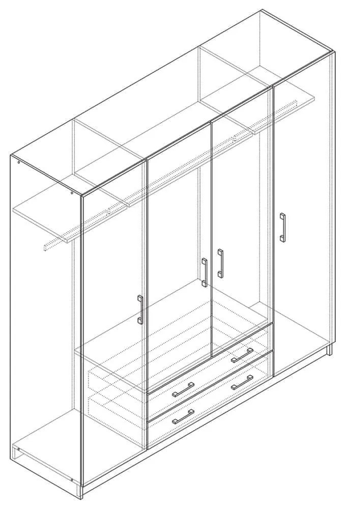 Idea nábytek Skříň ESO 4dveřová 61540 ořech/bílá