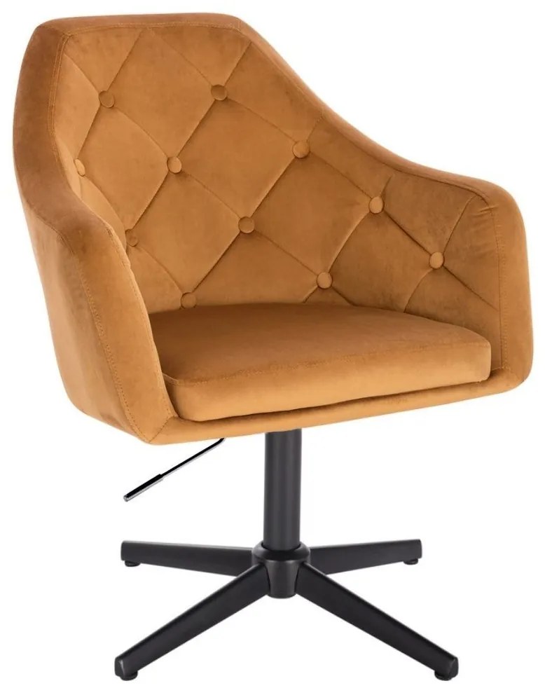 LuxuryForm DESIGN Otočné křeslo ANDORA VELUR na černém kříži - medové