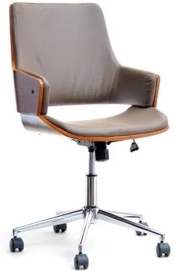 design4life Dřevěná kancelářská židle ECOM Ořech/béžová