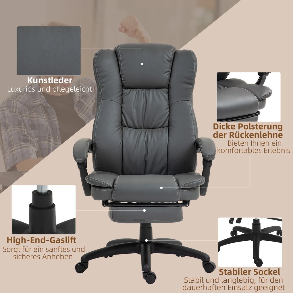 Kancelářská židle Vinsetto manažerská židle otočná židle zvedací s opěrkou hlavy ergonomická židle vibrační kancelářská židle s funkcí polohování mas…