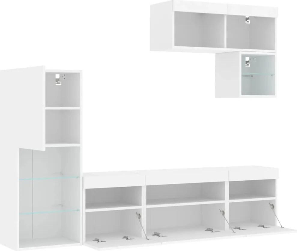 6dílná obývací stěna s LED osvětlením bílá kompozitní dřevo 3216732