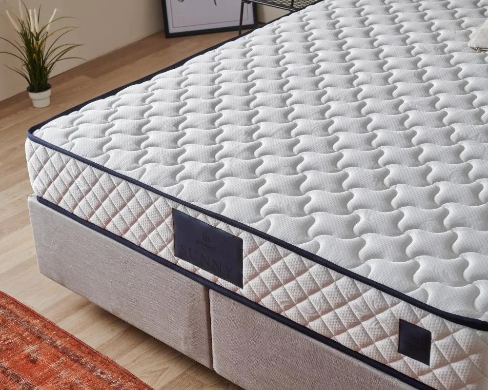 Čalouněná postel SUNNY s matrací - světle šedá 150 × 200 cm