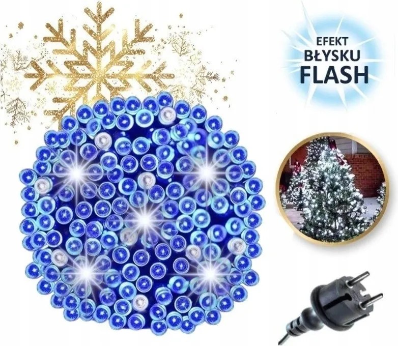 Světýlka vánoční osvětlení na stromeček Led 500 Modrá, Flash Bílá LAMP31N