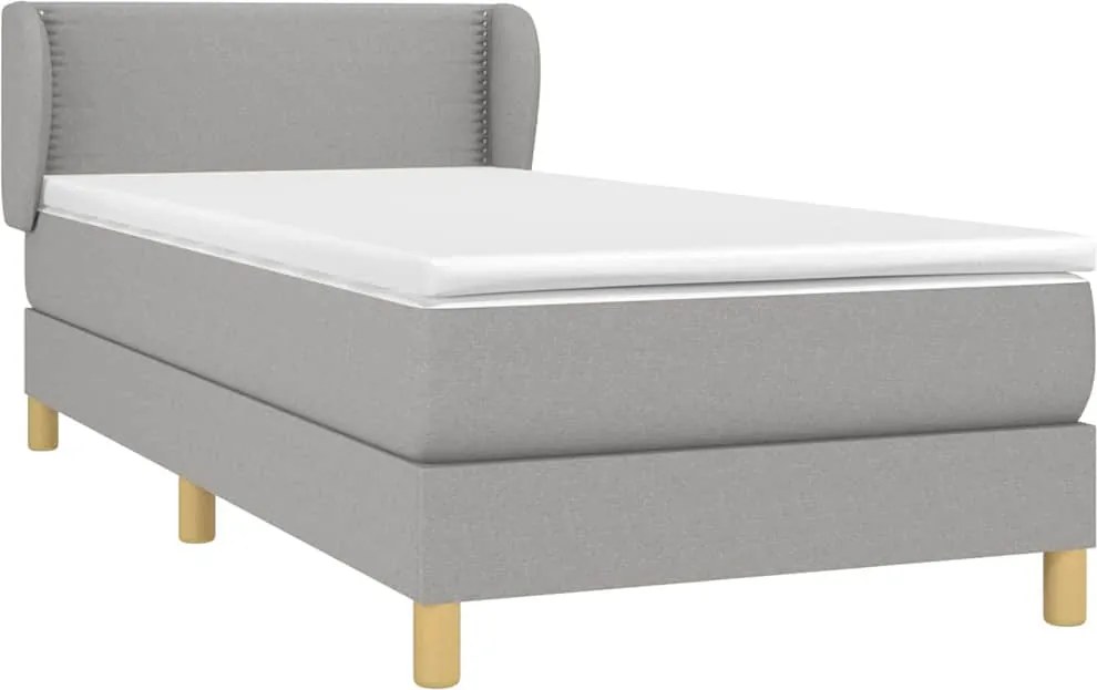 Box spring postel s matrací světle šedá 90x190 cm textil 3126685
