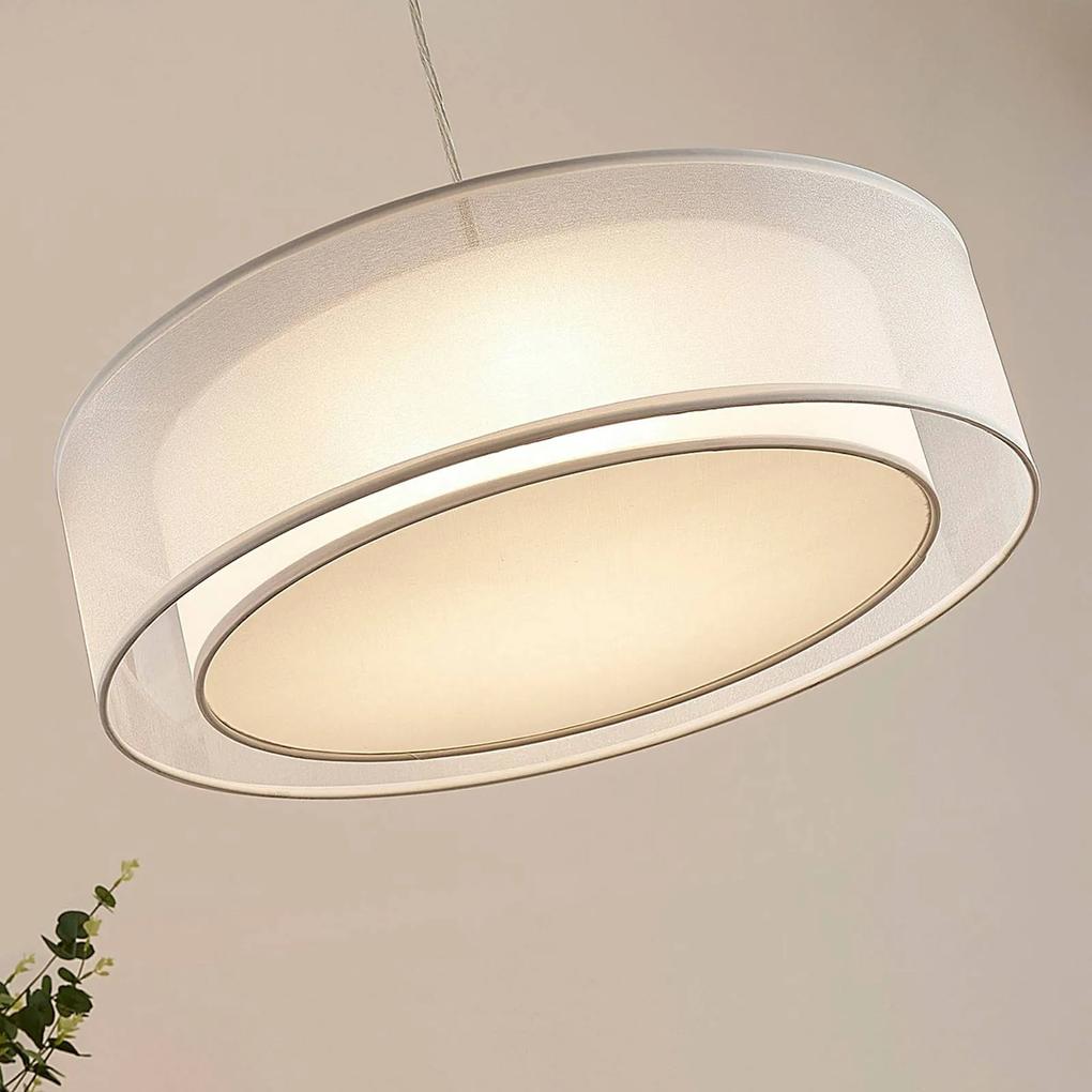 Textilní závěsné světlo Amon, stmívací LED, bílé