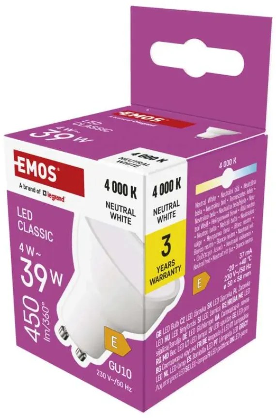 Emos lighting LED žárovka Classic MR16 4W GU10 neutrální bílá