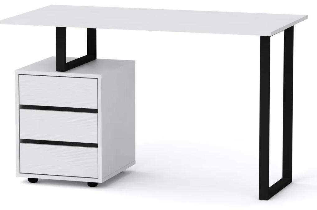 Industriální psací stůl LOFT-2-ABS bílá