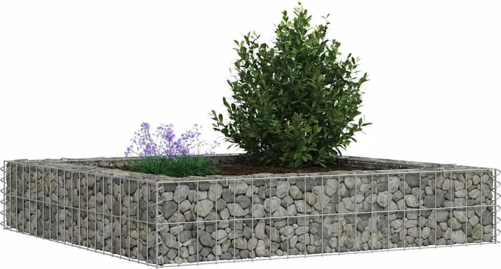 Gabionový vyvýšený záhon pozinkovaná ocel 100 x 100 x 20 cm 151311