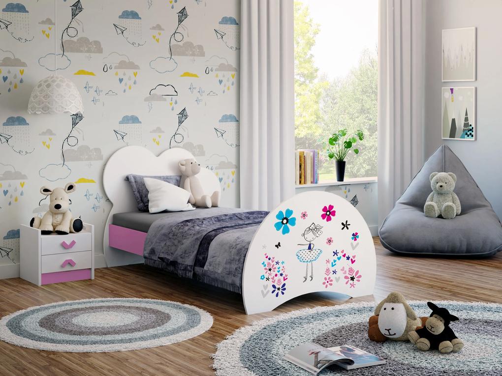 Svět pokojů MRÁČEK Dětská postel s obrázkem - BALETKA Barva: Cappucino, Úložný prostor: ANO, Rozměr: 160x80 cm