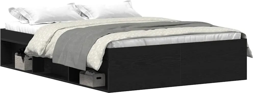 Rám postele bez matrace černý dub 135x190 cm kompozitní dřevo 3329317