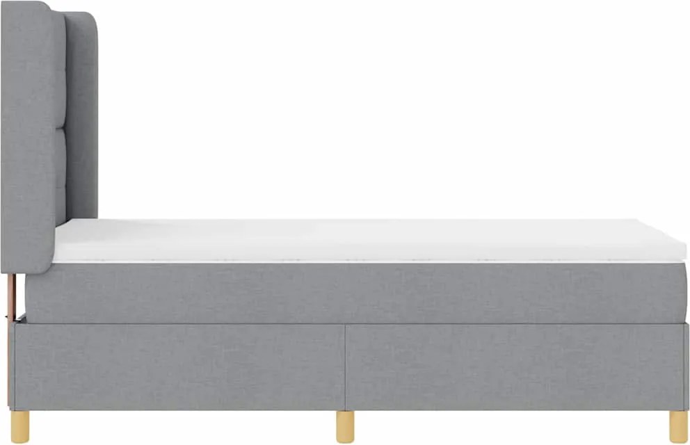 Postel s boxspringem s čelo Světle šedá 90 x 200 cm textil 3341812