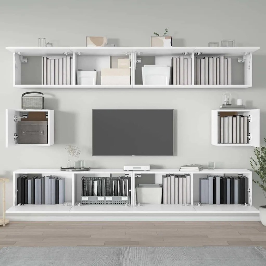 6dílný set TV skříněk bílý kompozitní dřevo 3114366