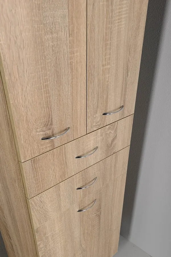 Aqualine ZOJA/KERAMIA FRESH skříňka vysoká s košem 50x184x29cm dub platin 51295