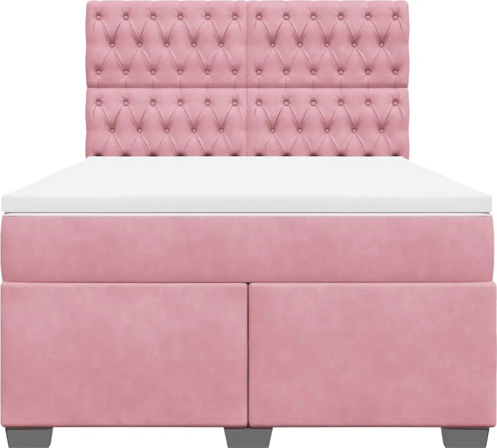 Box spring postel s matrací růžová 160x200 cm samet 3293265