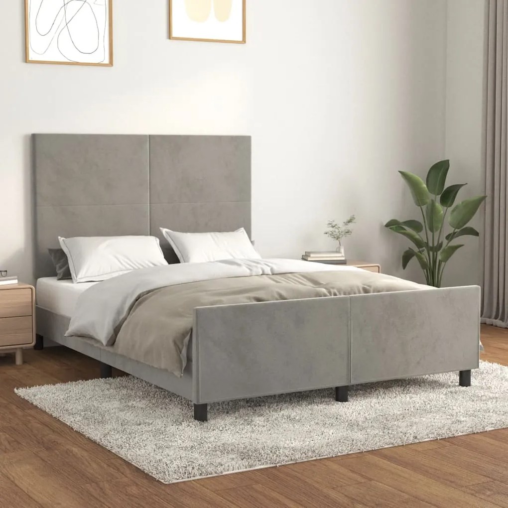 Rám postele bez matrace světle šedý 140 x 200 cm samet 3125635